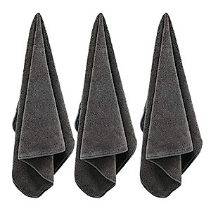 POLYTE Professional Quick Dry Lint Free Microfiber Hair Drying Salon Towel, 16 x 29 in, 8 Pack (Dark Gray)