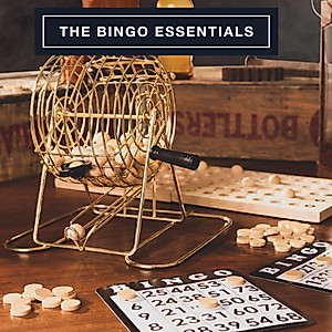 Royal Bingo Supplies Bingo Game Set for Adults, Seniors, and Family - 18 Cards 150 Chips 75 Balls, Brass Roller Cage and Board - Vintage Set