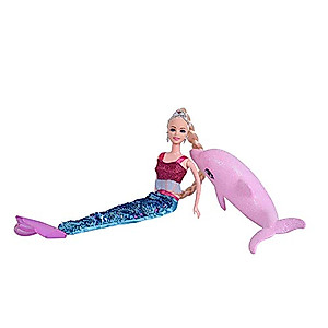 BETTINA Mermaid Princess Doll Pack, Color Changing Mermaid Tail, Dress Doll 12" and Dress Doll 3" and Dolphin Color Reveal Mermaid Toys for Little Girls and Play Gift Set Aged 3+