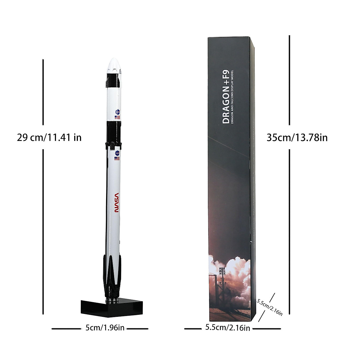 wltk Space X Falcon 9 + Dragon 1/233 Diecast Rocket Model