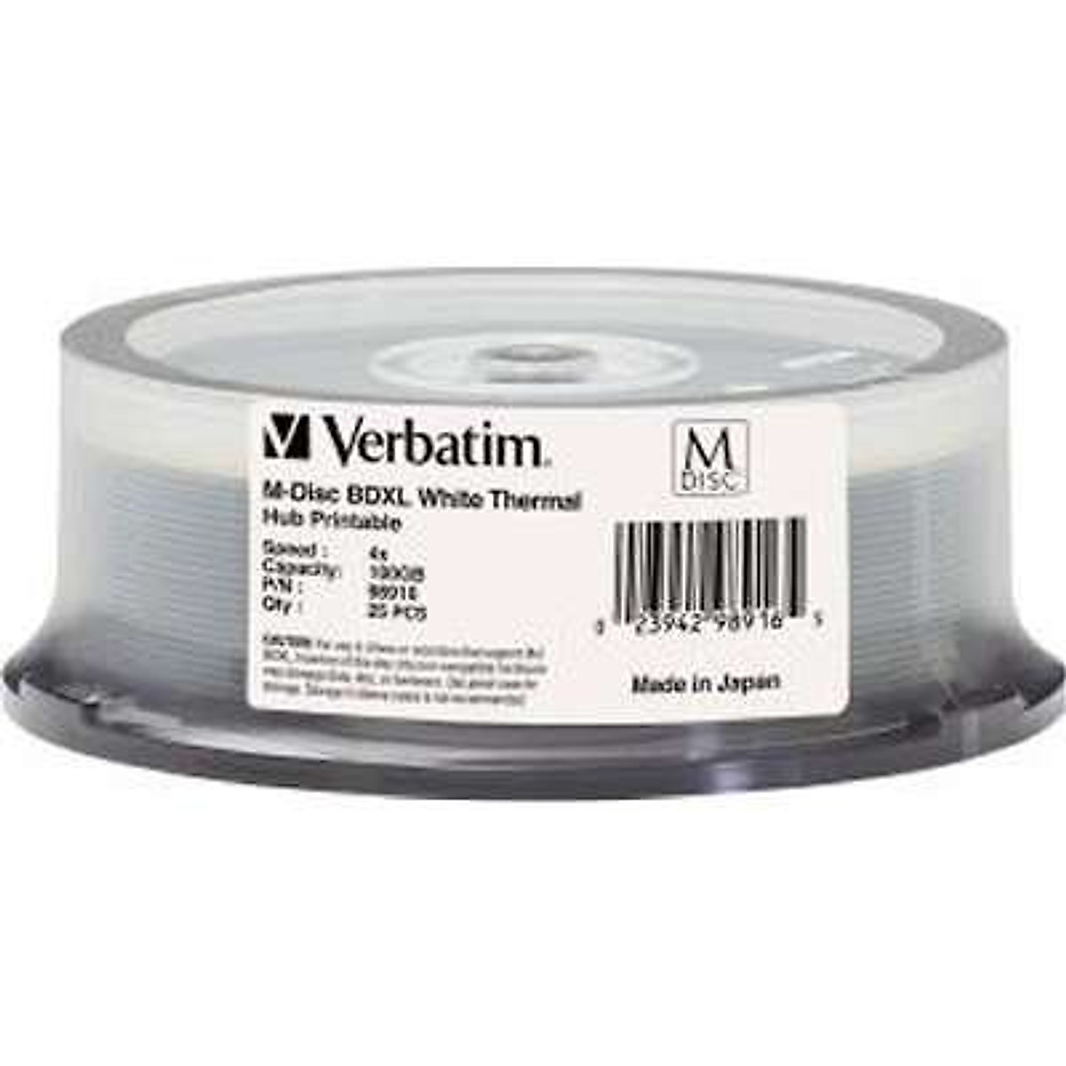 VERBATIM 98916 - Verbatim Blu-ray Recordable Media - BD-R XL - 4x - 100 GB - 25 P