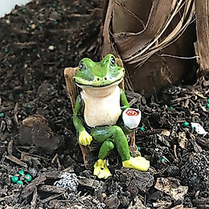 Miniature Frog Garden Statue - 2" Tall - Mini Outdoor Accessory Figurine for Fairy Garden