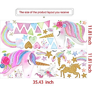 Unicorn Wall Decal, Unicorn Stickers Children's Room Princess Decoration Wall Kids Room Wall Decor Pink Wall Decals Unicorn Bedroom Decor for Girls