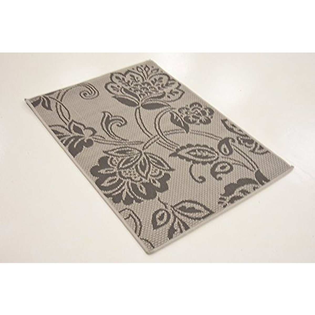 Unique Loom Botanical Collection Floral, Coastal, Bohemian, Indoor and Outdoor Area Rug, Rectangular 2' 2" x 3' 0", Gray/Dark Gray