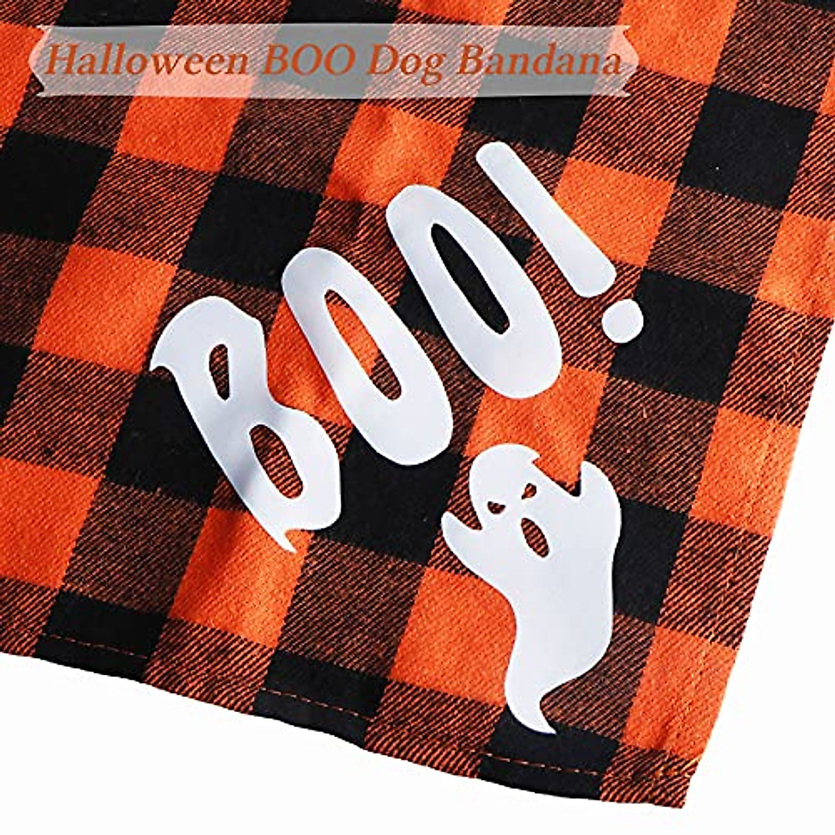 STMK Halloween Plaid Dog Bandanas, Trick or Treat Boo Dog Bandana Scarf for Halloween Dog Puppy Costume Decorations