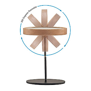 YEAKE Desk Table Mirror with Mental Stand, 3X Magnification Small Wooden Desktop Mirror,360° Rotation Countertop Mirror for Makeup (Black)