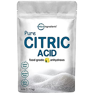 Citric Acid 6 Pounds, Food Grade, Fine Granular Powder | 100% Pure, Concentrated Anhydrous Form | Natural Preservative + Great for Cooking, Cleaning, & DIY Bath Bombs | Non-GMO
