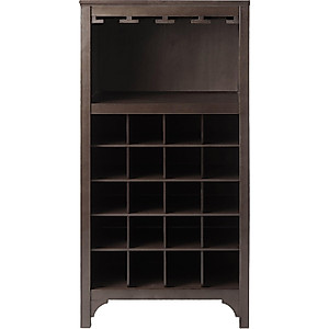 Winsome Ancona 37.52-inch x 19.09-inch x 12.6-inch 20-Bottle Modular Wine Cabinet With Glass Rack, Dark Espresso (92729)