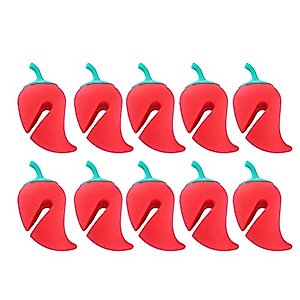 Hemoton Pot Lid Holder, 10pcs Chili Shape Spill-Proof Silicone Lid Lifters for Soup Pot, Lid Lifter for Pots and Pans Lid Stand Heat Resistant Holder, Pot Lid Lifts, Kitchen Tools Preventer