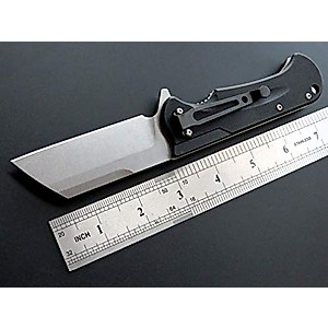 Eafengrow Outdoor Knives D2 Blade and Black G10 Handle,Pocket Knife Withe Clip EDC Multi Tool Pocket Knife (EF227-black)