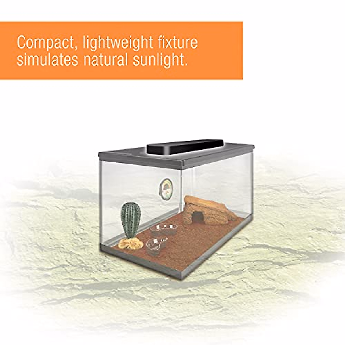 Zilla Reptile T8 Slimline Desert Pet Habitat Light Fixture with 15 Watt Fluorescent Bulb, 18 Inches,Black