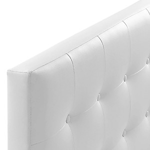 Modway Emily Tufted Button Faux Leather Upholstered Queen Headboard in White