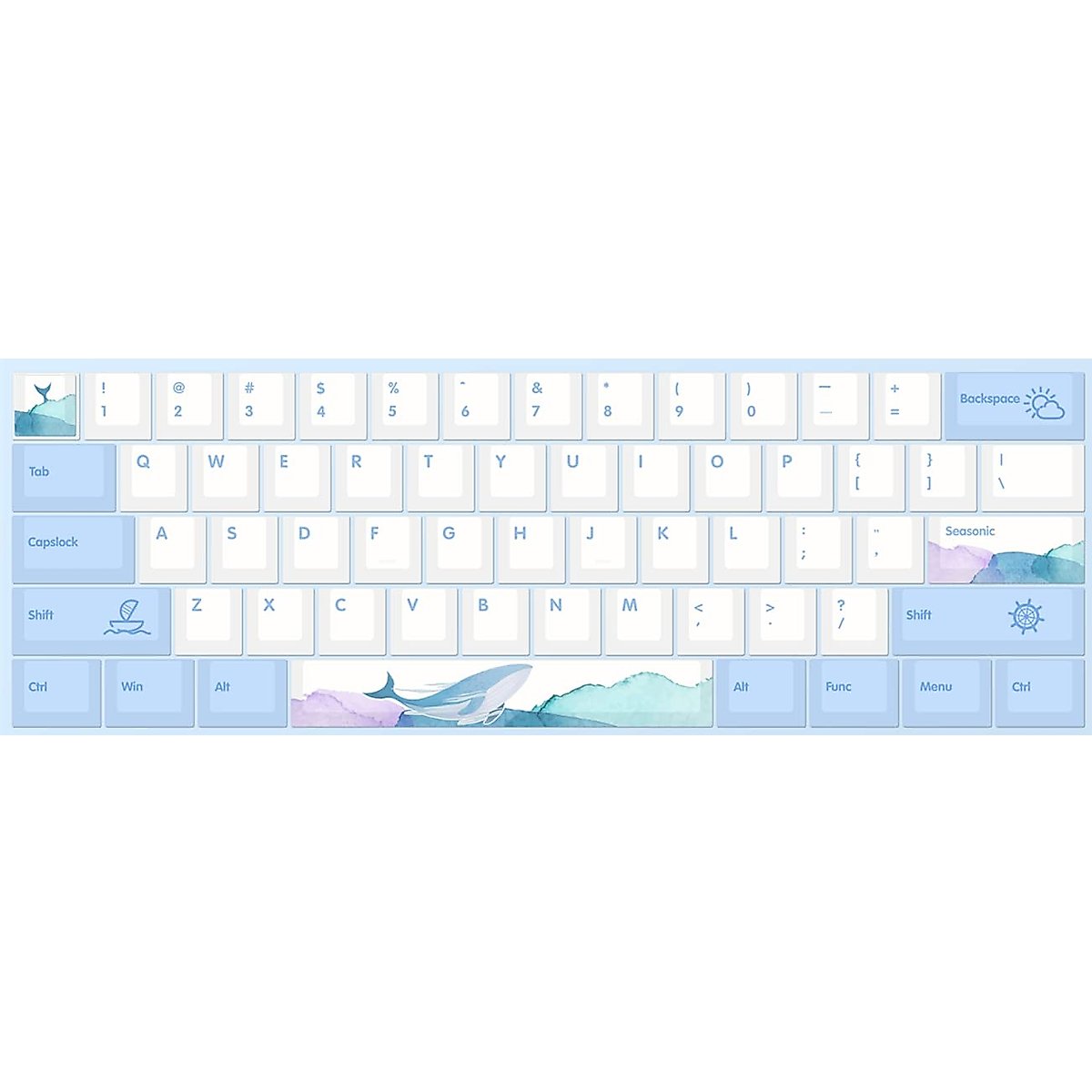 FKZ CXTECH X61 Sea Blue Theme Mechanical Keyboard,Outemu Hot Swap Switch Cherry Profile PBT Custom Keycaps,Mini 61 Keys Type-C Wired Keyboard,White Backlit 60% Gaming Keyboard (Red Switch)