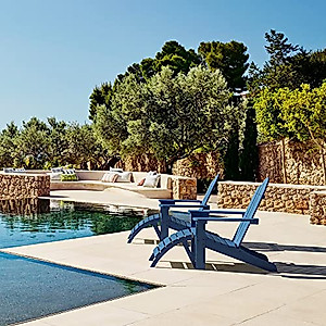 LUE BONA Adirondack Chairs Set of 4, Navy Blue Poly Adirondack Chairs with Cup Holder, 300LBS Modern Adirondack Chair Weather Resistant, Outdoor Patio Chair for Fire Pit, Patio, Law, Balcony, Backyard