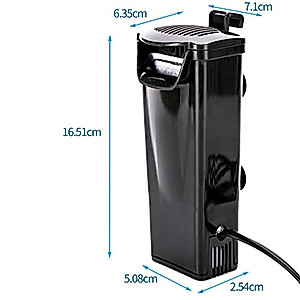 EmmaWu Turtle Filter Small Tank Filter Low Water Level Aquarium Filter Submersible Turtle Reptiles Amphibian Fish Shrimp Frog Crab Tank Filter (200L/H) (Black)