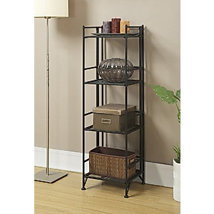 Convenience Concepts Xtra Storage 4 Tier Folding Metal Shelf, Black
