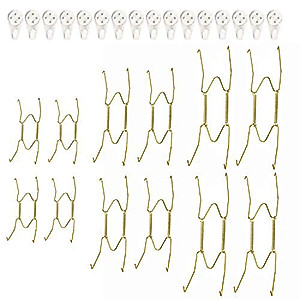 Fasunry 12 Pack Plate Hangers, 4 6 8 Inch Wall Plate Hangers and 16 Pack Wall Hooks, Compatible 4 to 8.5 Inch Decorative Plates, Antique China, Antique Plates and Arts
