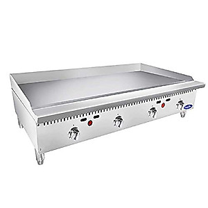 ATOSA US ATMG-48T-48″ HD Commercial Griddle Thermostatically Controlled Propane Griddle Cooktop Stainless Steel Restaurant Grill Portable Top Griddle - 100,000 BTU