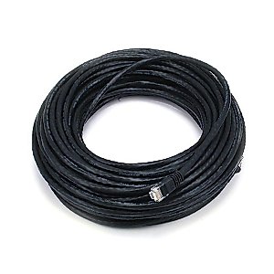 Monoprice Cat6 Ethernet Patch Cable - 75 Feet - Black | Network Internet Cord - RJ45, Stranded, 550Mhz, UTP, Pure Bare Copper Wire, 24AWG