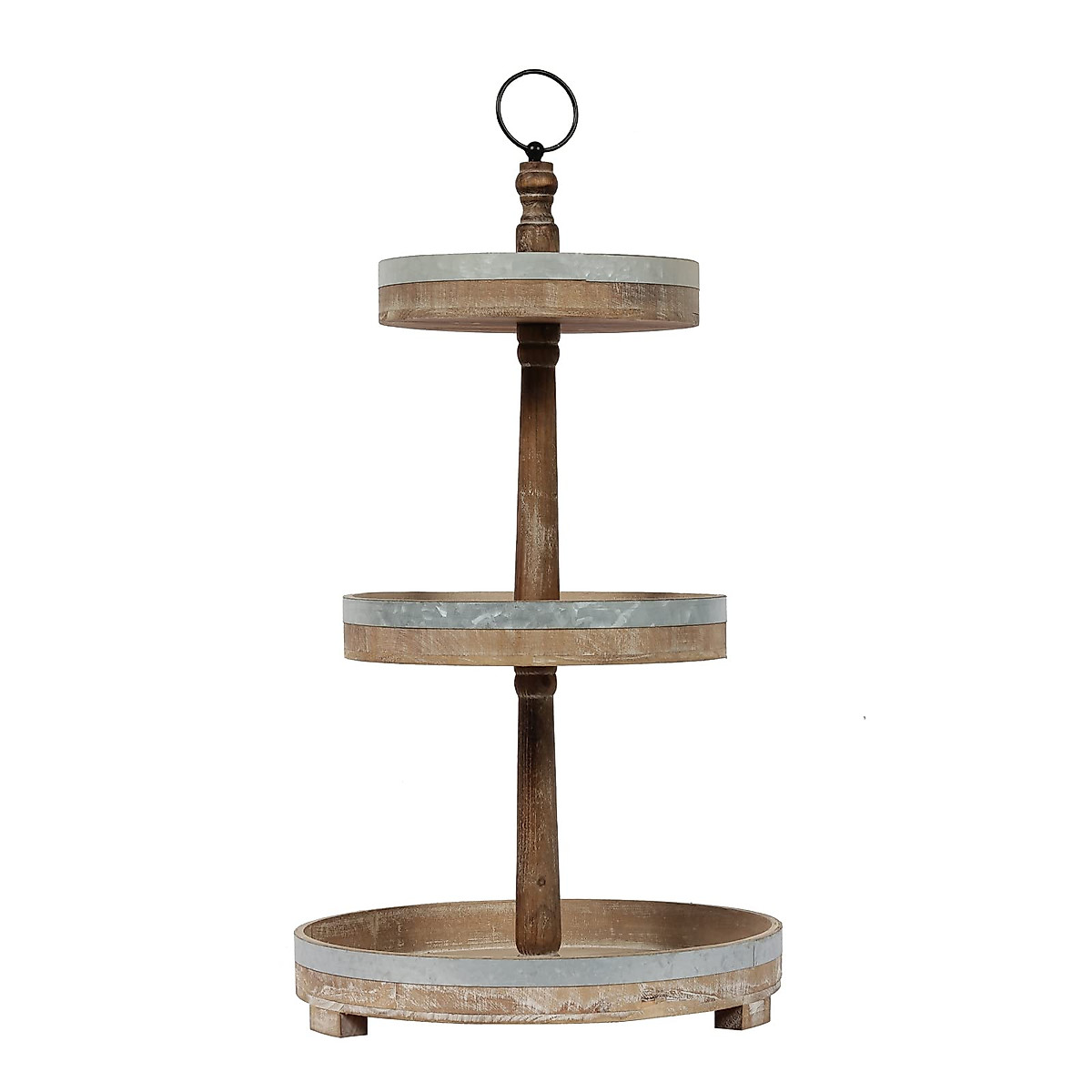 SOFE 3 Tier Tray Wood for Spring Easter Decor, Distressed Brown Farmhouse Tiered Tray Stand, Rustic Tiered Serving Tray, Three Tiered Tray Decor Items for Coffee Bar, Kitchen Counter, Party, Table