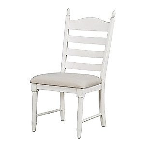 POCIYIHOME 5-Piece Retro Functional 42"-58" Wood Round Extendable 4 Upholstered Chairs, Set of 5, Family Dining Table Set for Restaurant, Kitchen (Off White)