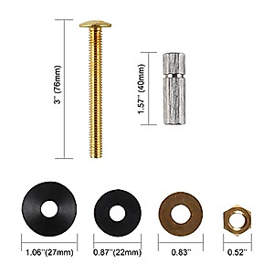 Universal Toilet Tank to Bowl Bolt Gaskets Brass Kits Fits 2'' and 3'' Toilet Flush Valve Tank