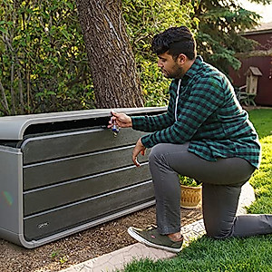 Lifetime 60367 Modern Deck Box, 136 Gallon Outdoor Storage Container, Gray