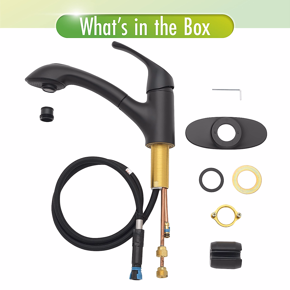 Homewerks Single Handle Pull Out Laundry Faucet 1 or 3 Hole Installation with Deckplate, Universal Install, Utility Kitchen Sink or Laundry Tub, Garden Hose Adapter, Matte Black (903 U425MB)