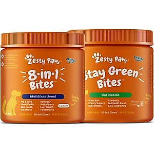 Multifunctional Supplements for Dogs - Glucosamine Chondroitin for Joint Support + Stay Green Bites for Dogs - Grass Burn Soft Chews for Lawn Spots