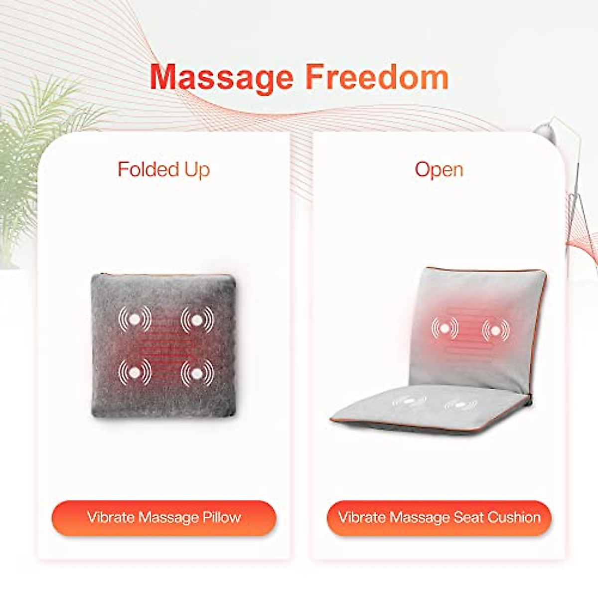 COMFIER Vibration Massage Seat Cushion with Heat,Portable Vibrating Massage Pillow, Back Neck Massager,Gift for Men&Women,4 Vibrating Motors and 2 Heat Levels, Massage Chair Pad for Home Office use