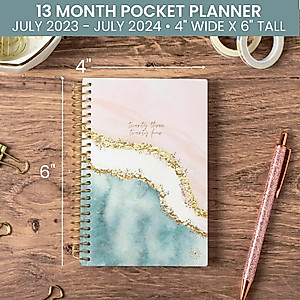 bloom daily planners 2023-2024 Pocket Planner - 4” x 6” - (July 2023 - July 2024) - MINI Weekly/Monthly Agenda Organizer & Calendar Book - Daydream Believer, Pink & Blue