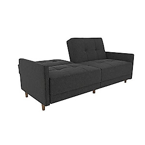 DHP Andora Coil Futon Sofa Bed Couch with Mid Century Modern Design - Grey Linen