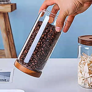 UKYLIN Glass Jar with Wood Lid, Airtight Glass Food Jar Canister, Clear Kitchen Food Storage Containers for Flour, Sugar, Coffee Beans, Candy, Snack, Cookie and More (1000ml 35 FL OZ)
