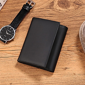 FALAN MULE Men's Wallet Genuine Leather Trifold Wallet With ID Window