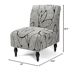 Liykimt Armless Accent Slipper Chair Cover Slipcover,Slipper Chair Without Arms Fabric Stretch Spandex Removable for Armless Chair Furniture Protector Covers for Living Dining Room(1,Gray/Black)