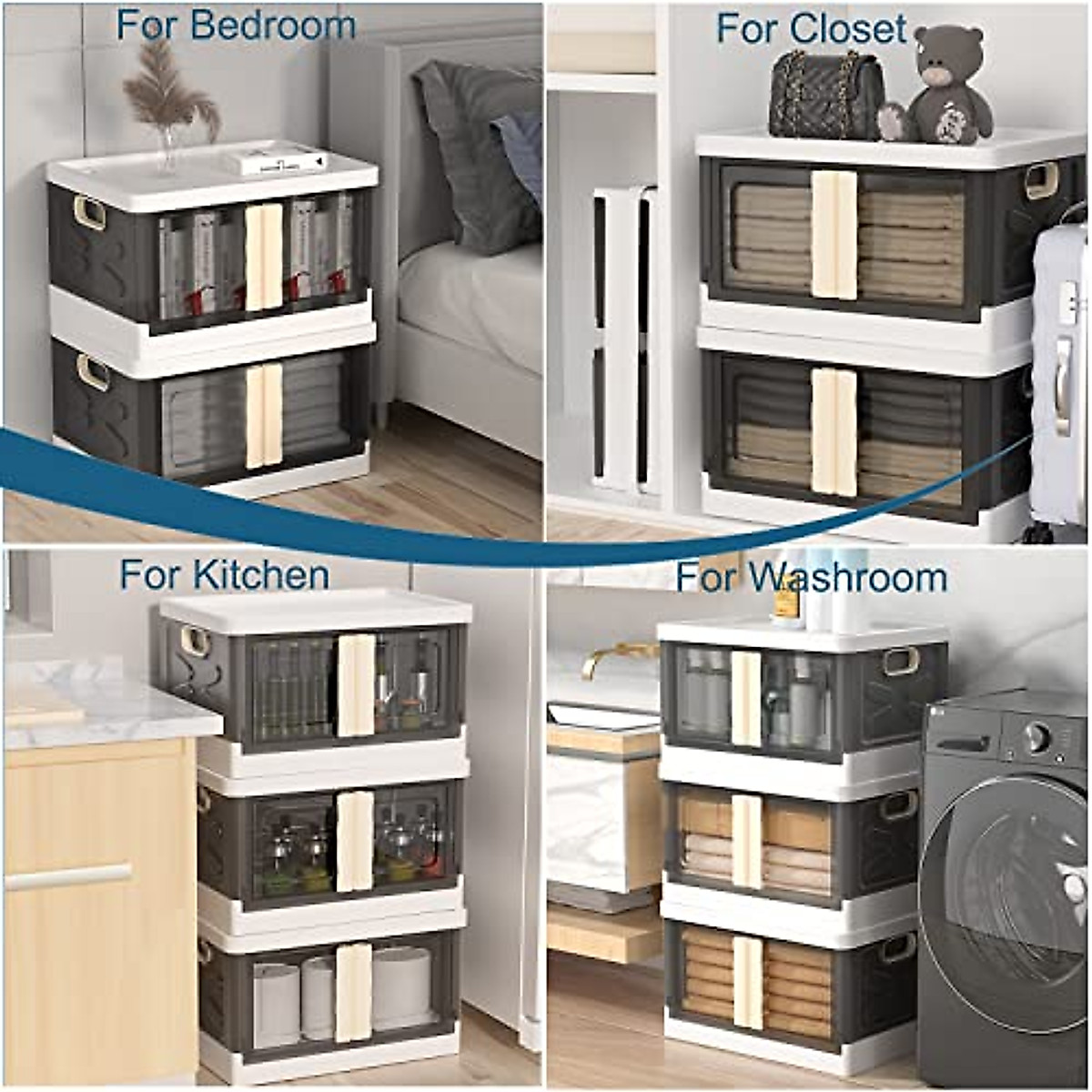 XJJX Large Storage Bins with Lids,10.5Gal Folding Storage Box with Wheels,Handles,Dual Open Design,Closet Organizers and Storage for Organizing Clothes,Towels,Toys,Books,Snacks,Drinks,Fruits (Beige 2)