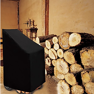 WINCOVER Firewood Log Cart Cover with 1 Pair Golves 420D 21x25x38in Outdoor Waterproof Snowproof Firewood Cart Racks Cover All-Weather Outdoor Protection for Firewood Rack