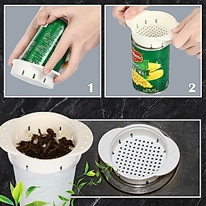 2 Pcs Mini Tuna Can Strainer White Plastic Can Colander Press No-mess Can Drainer Strainer for Vegetable Fruit Bean Tuna Canned Food