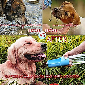 Sofunii Portable Travel Dog Water Bottle with Poop Bag Dispenser &1 Roll Poop Bag