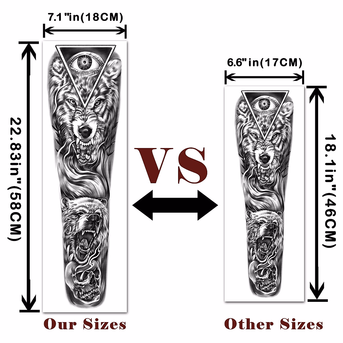 46 Sheets Lion Wolf Full Arm Temporary Tattoo for Women or Men Rose Flower Snake Half Arm Temporary Tattoos for Girls Boys Long Lasting Bird Angel Fake Tattoo for Kids