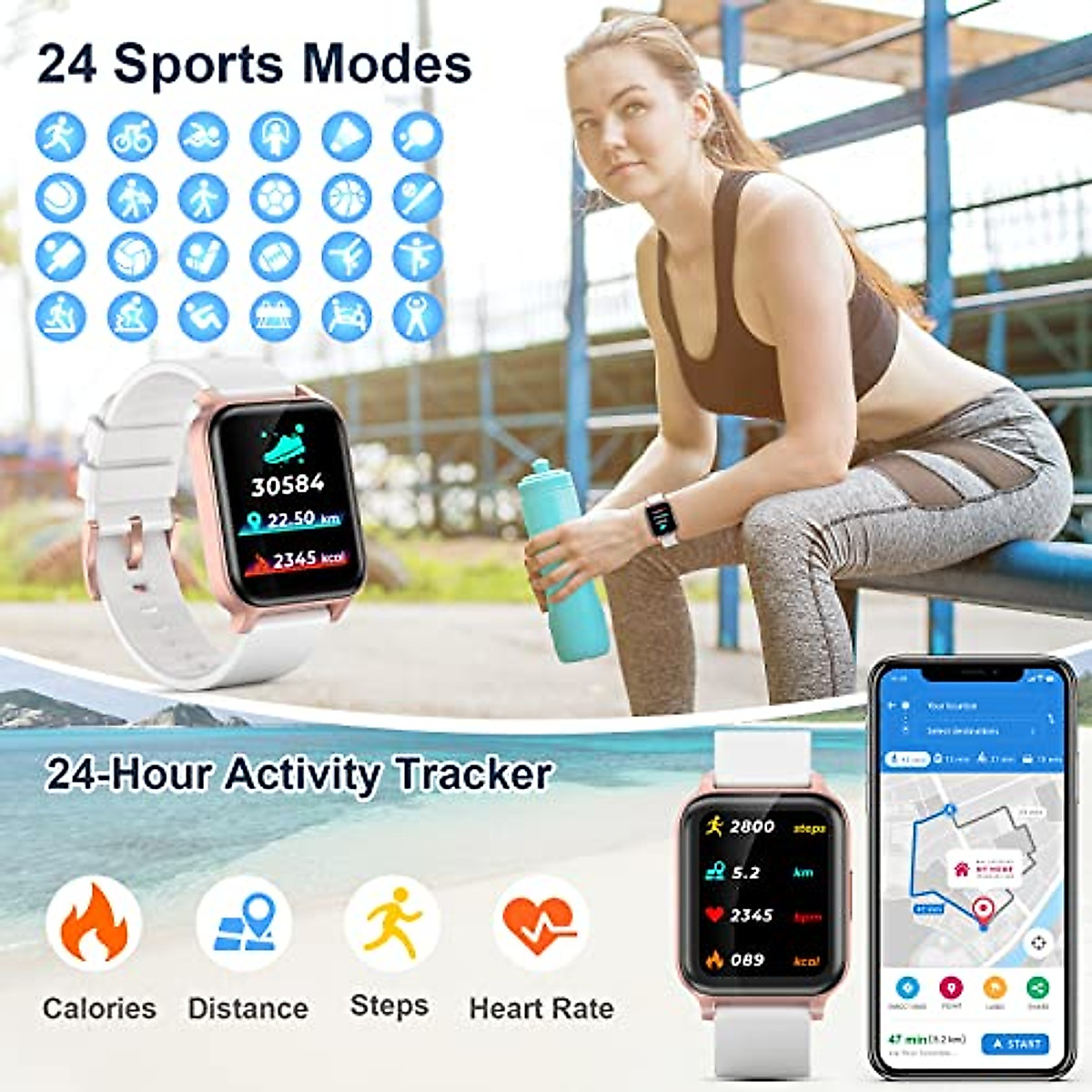 Smart Watch for Android Phones 1.69" Touch Screen Smart Watches for Women Men Nemheng Smartwatch Fitness Watches with Heart Rate Monitor Sleep Tracker Calorie Pedometer Sports Activity Fitness Tracker