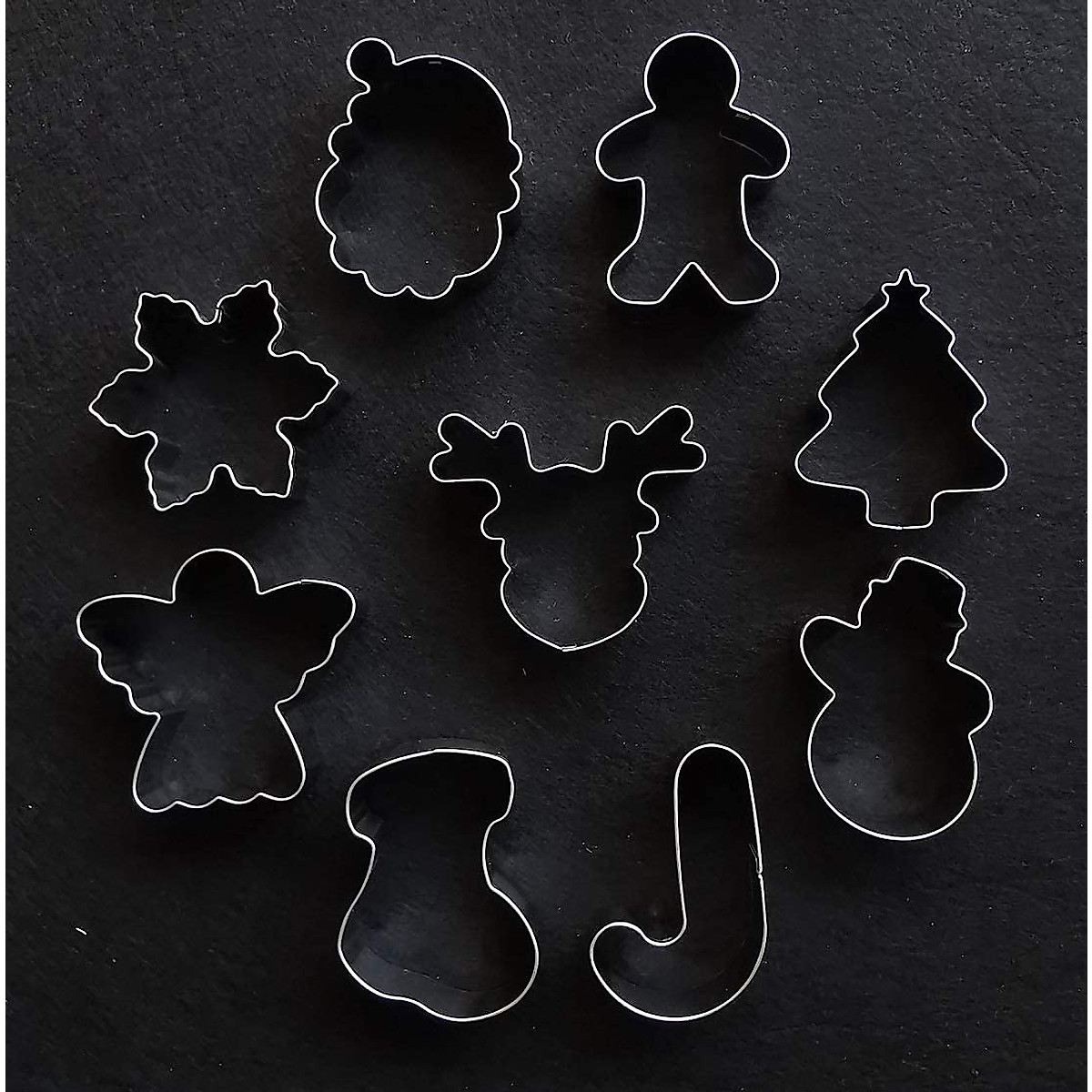 Christmas Cookie Cutter Set-9 piece-Gingerbread Men, Snowflake, Reindeer, Angel, Christmas Tree, Snowman, Santa Face and More Cookie Cutters molds