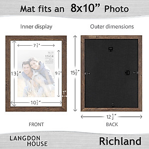 Langdon House 11x14 Picture Frames w/Mat to 8x10 (Rustic Brown, 6 Pack) Traditional Wood-Like Photo Frames for Any Décor Style, Richland Collection