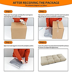 RULAER Indoor/Outdoor Tufted Bench Cushion 42x14'' for Patio Furniture Soft Comfortable Window Seat Cushions for Multi-Scene Durable Non-Slip Washable Garden Patio Swing Furniture Pads,Beige