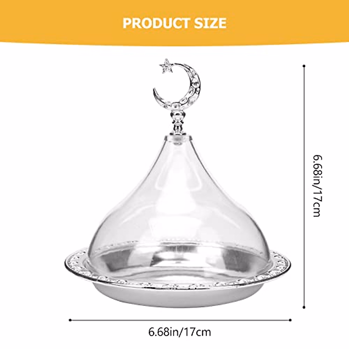 YARNOW Metal Cake Tray with Clear Dome Round Cookie Tray Silver Food Serving Plate Dish Platter Holder Heavy Weight Cheese Dish for Home Kitchen