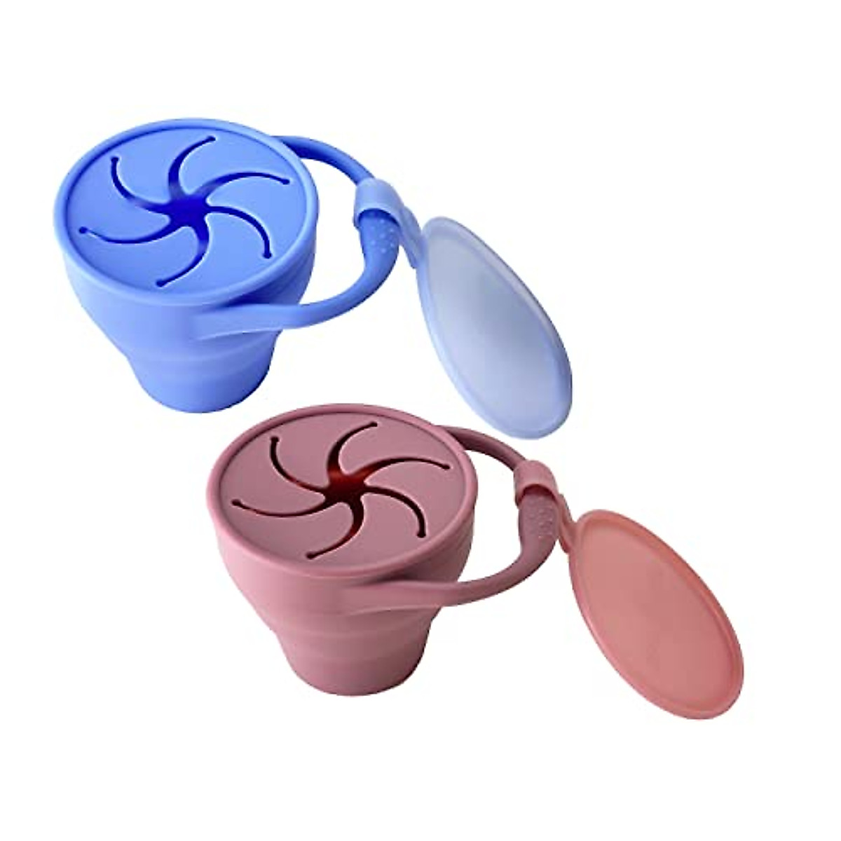 otterlove Collapsable Silicone Snack Container with Attachable Cover | 100% Pure LFGB Platinum Silicone with No Fillers | Snack Cup (2 Pack - Woodchuck & Very Peri)