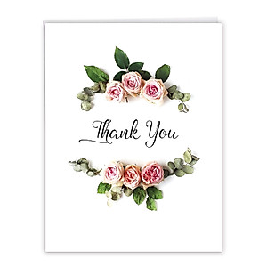 NobleWorks - Beautiful Thank You Card with Envelope (XL 8.25 x 9.75 Inch), Appreciation Greeting Card with Fancy Floral, All Occasion Thank You Notecard - Elegant Flowers J4175ATYG