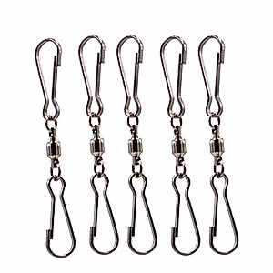LGEGE Accessories for Wind Spinner, 5 PCS Smooth Spinning Dual Clip Swivels Wind Spinner Hangers Spiral Tails Twisters Wind Socks, for Spinning Windsocks, Kites, Flower Pots, Bird Feeders, Flags