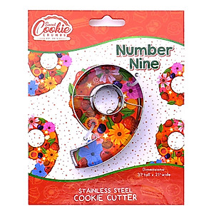 Number Nine (9) Cookie Cutter, Premium Food-Grade Stainless Steel, Dishwasher Safe (9)