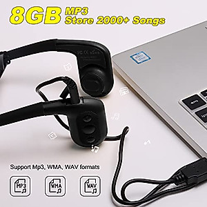 Bone Conduction Headphones Swimming, Tayogo IPX8 8GB Waterpoof Mp3 Player, Underwater Headsets for Swimming, Running, Cycling-Black